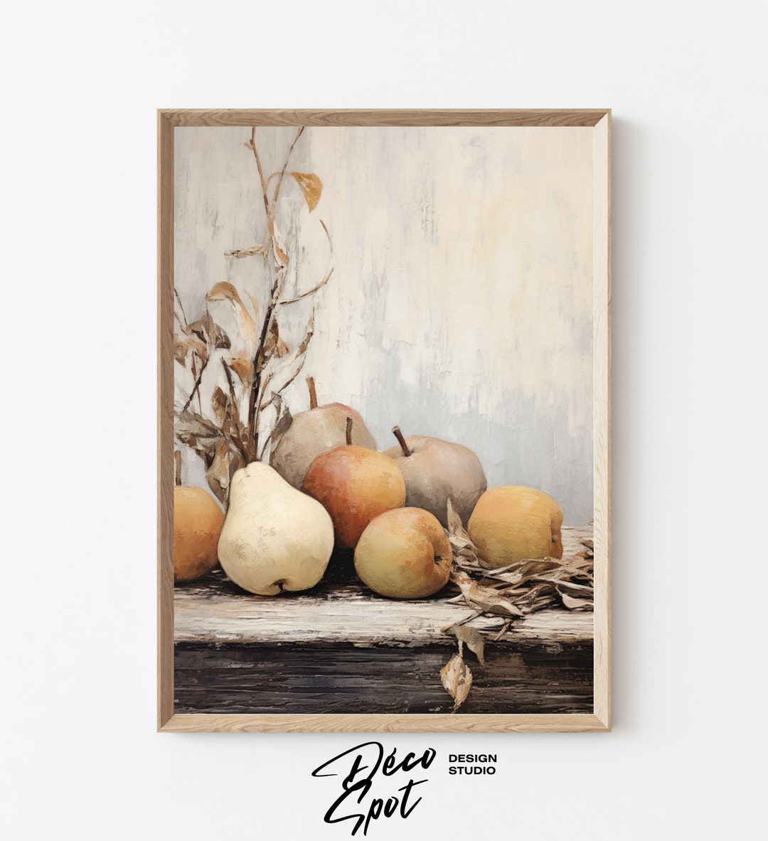 Autumn Harvest Still Life Art Print Rustic Fruit Collection Printable ...