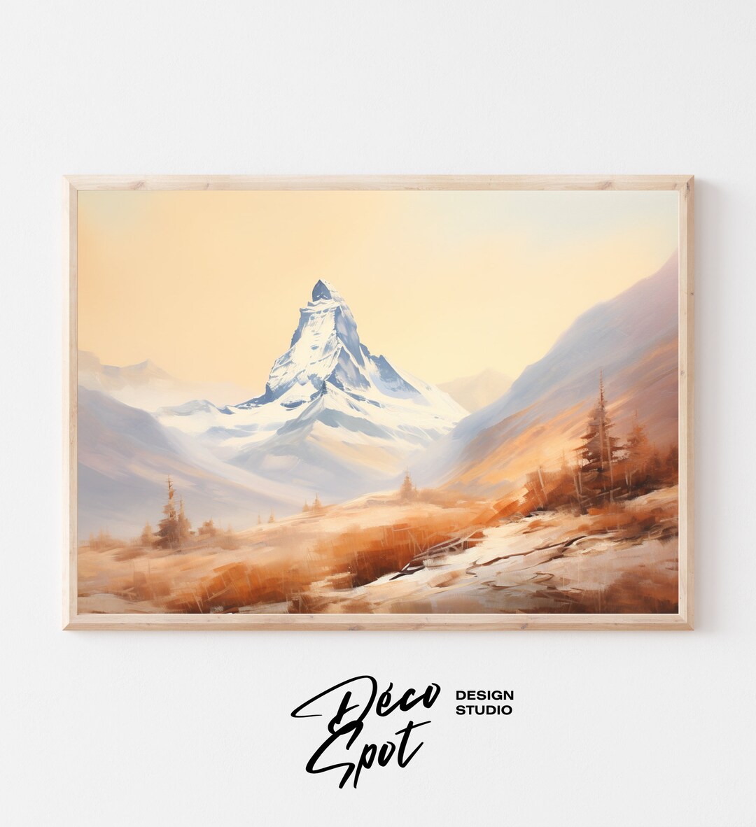 Majestic Mountain Peak Art Print Alpine Glow Printable 203 - Etsy