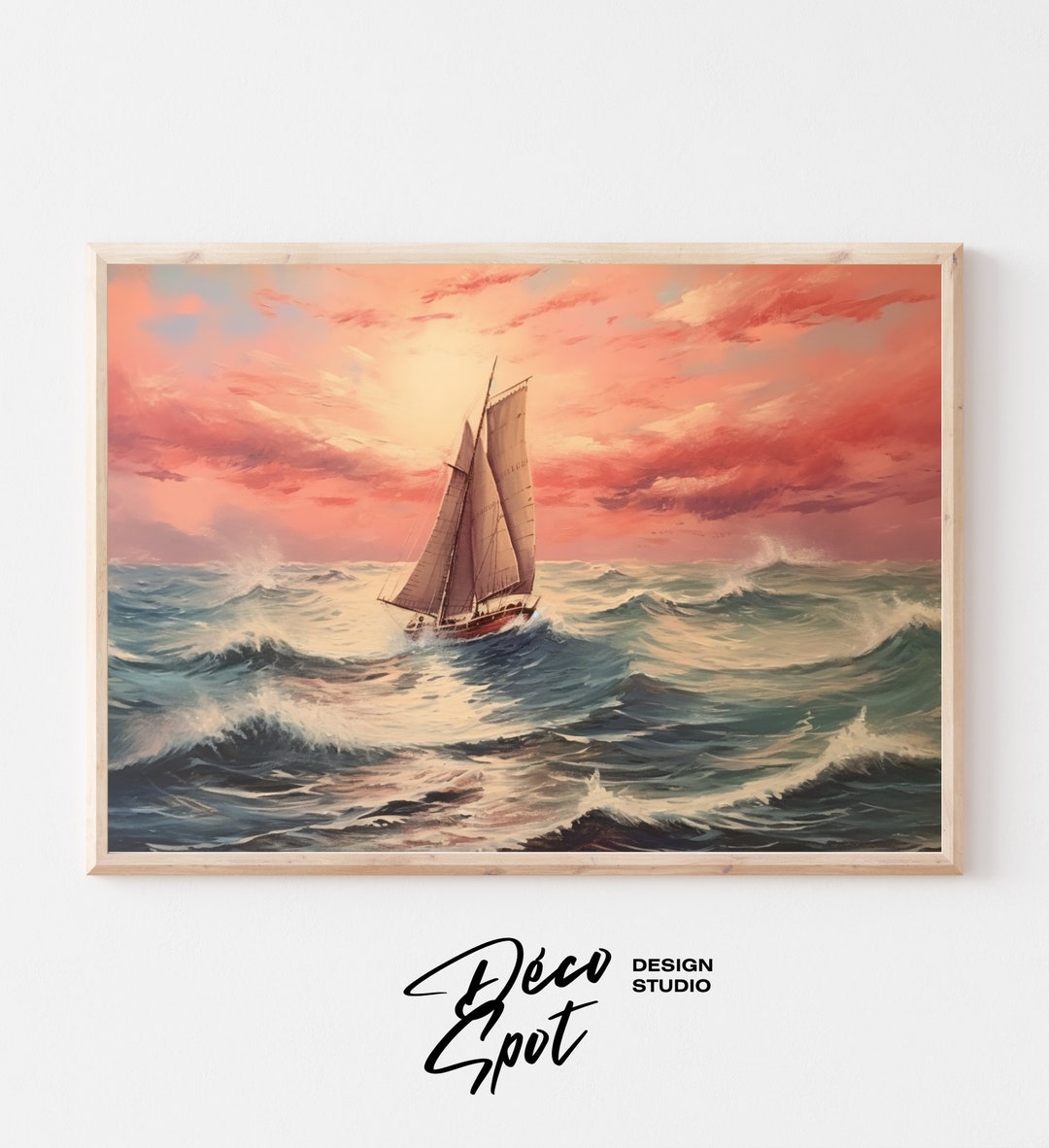 Sunset Sailing Art Print Printable Seascape 218 - Etsy