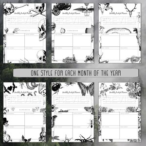 Monthly Budget Planner Printable Planner Dark Goth - Etsy