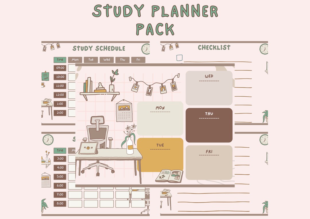 Study School University Planner | Weekly Planner, Checklist, Schedule ...