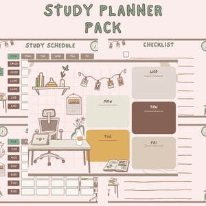 Study School University Planner Weekly Planner, Checklist, Schedule and ...