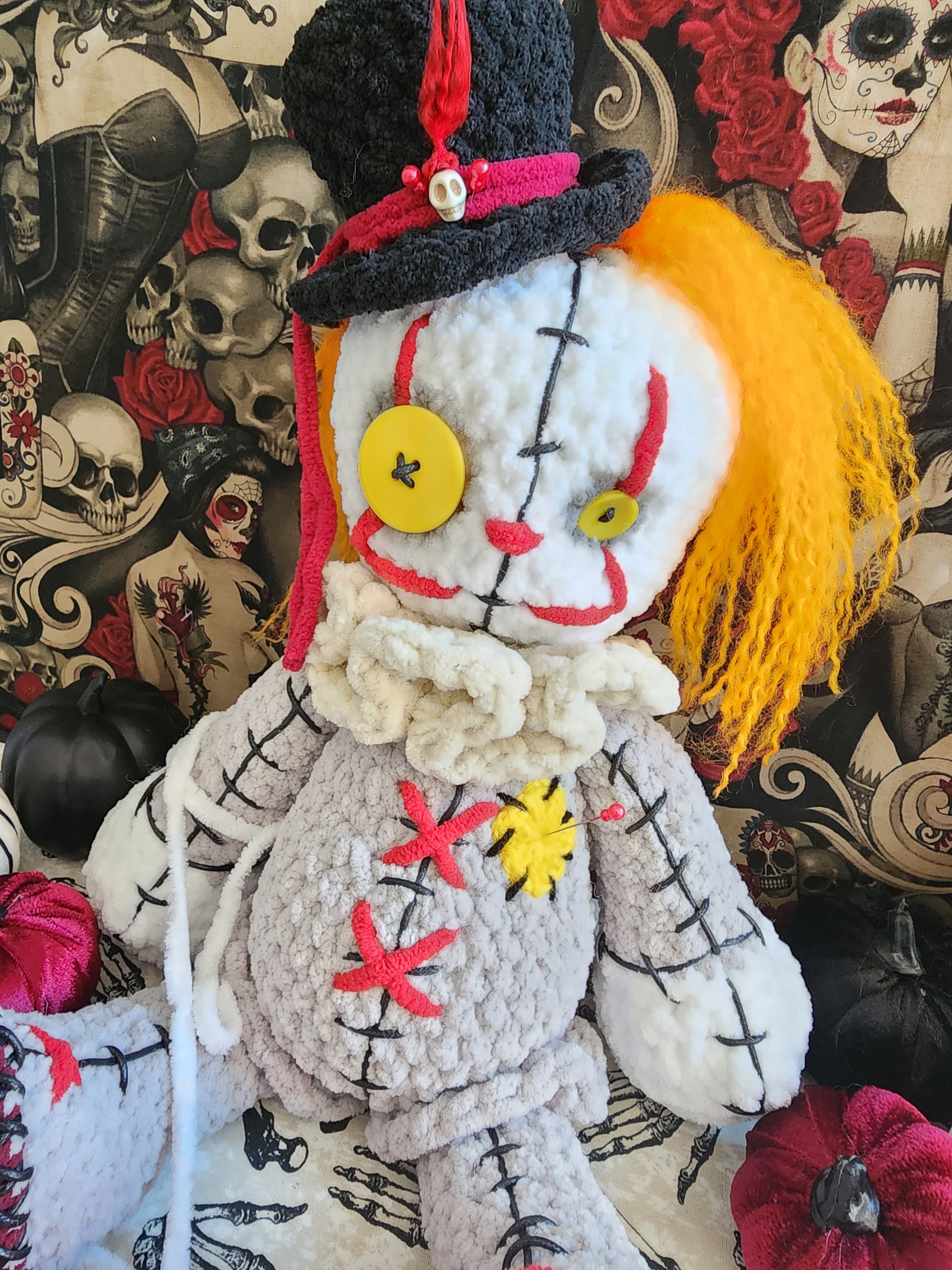 Voodoo Clown Crochet Pattern Pennywise Inspired Voodoo Doll Amigurumi ...