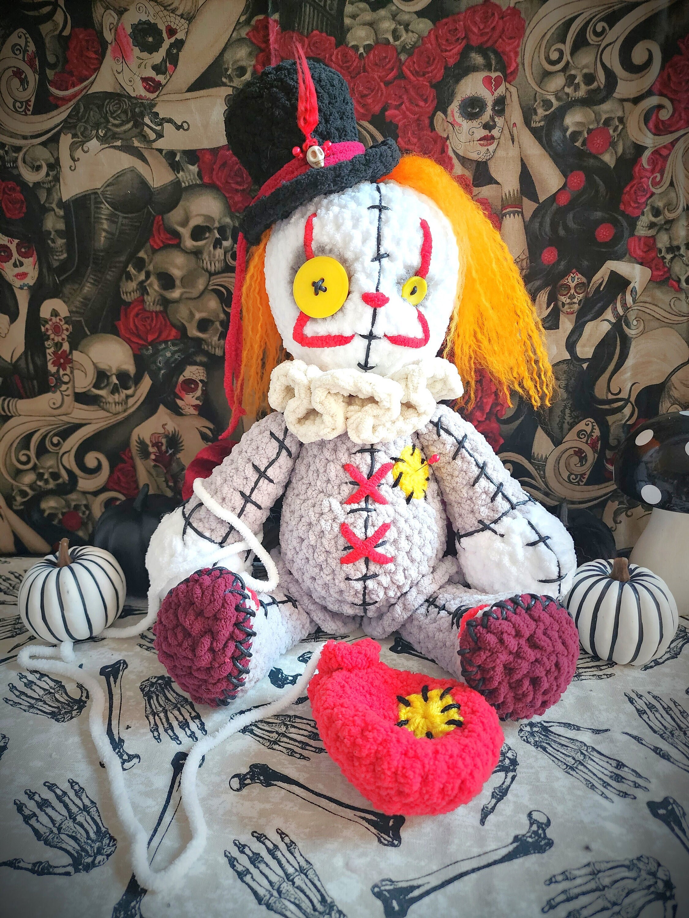Voodoo Clown Crochet Pattern Pennywise Inspired Voodoo Doll Amigurumi ...