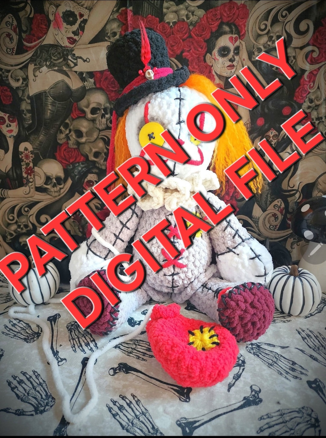 Voodoo Clown Crochet Pattern Pennywise Inspired Voodoo Doll Amigurumi ...
