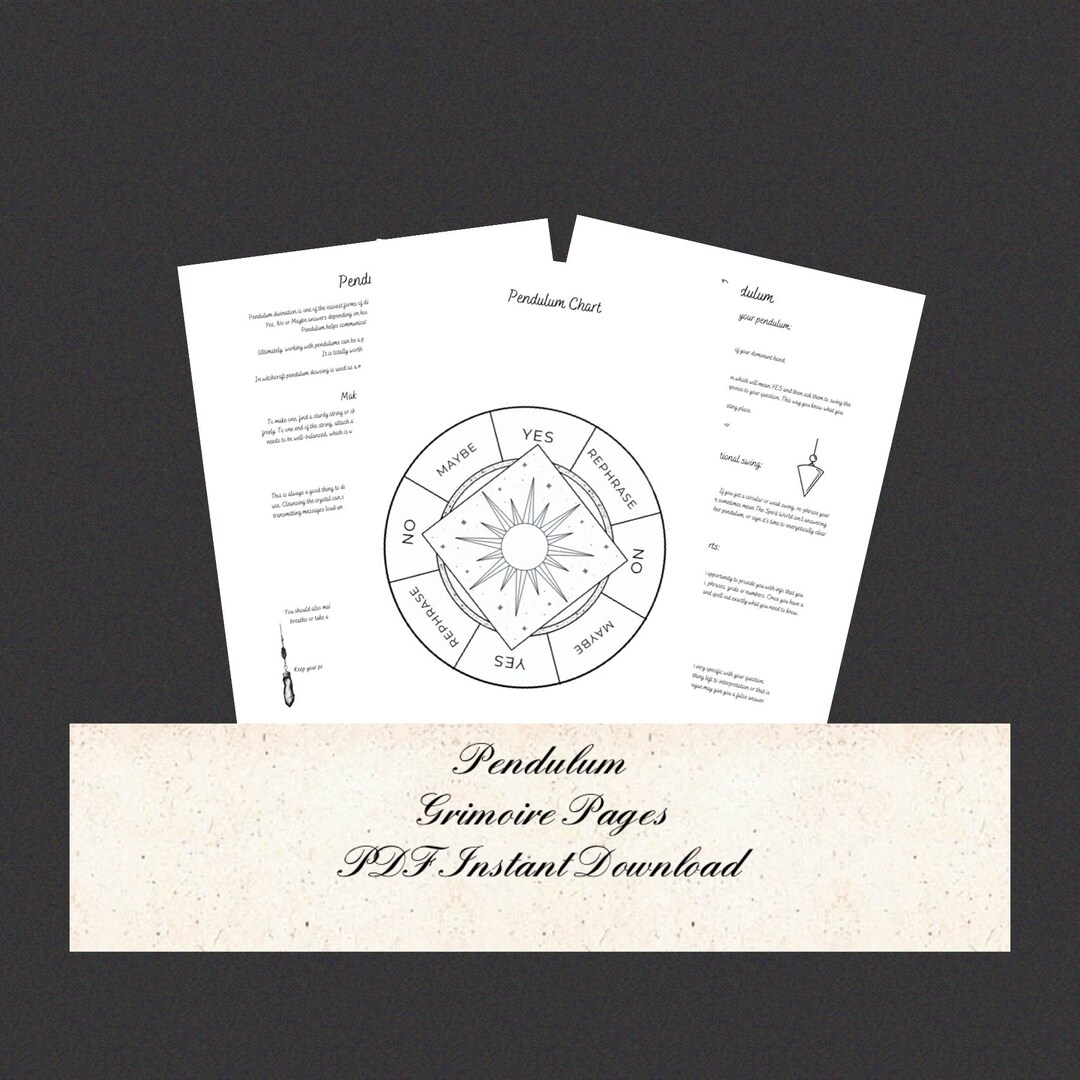 Pendulum / Book of Shadow / Witches Guide / Wiccan / Pagan / Grimoire ...