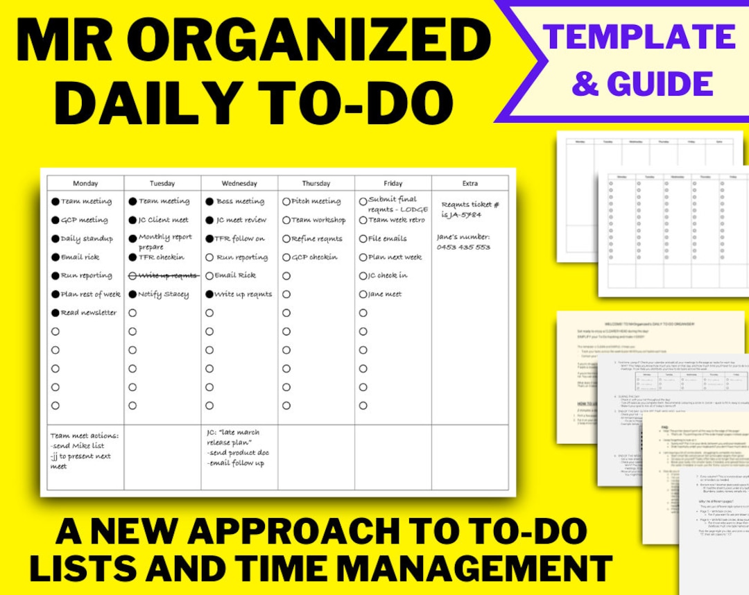 To Do Organizer by Mr Organized | to Do List Template and Effective ...