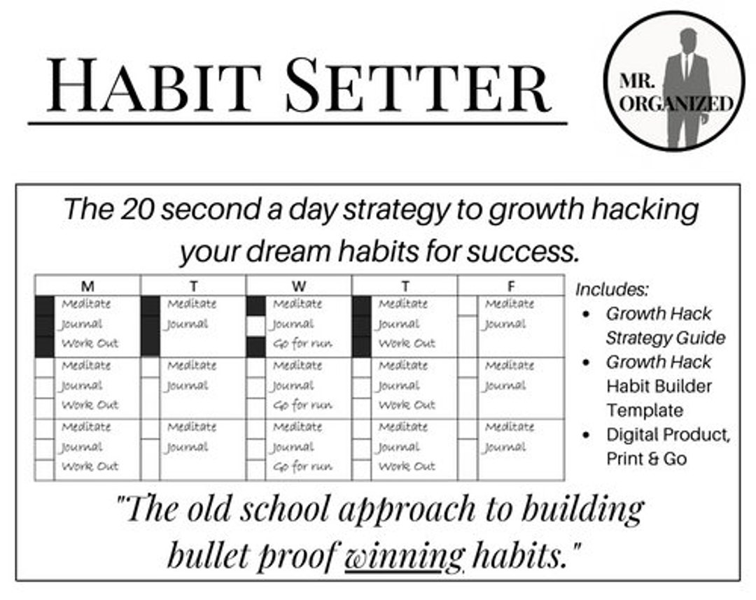 Habit Setter by Mr Organized | Habit Builder Checklist Planner | Growth ...