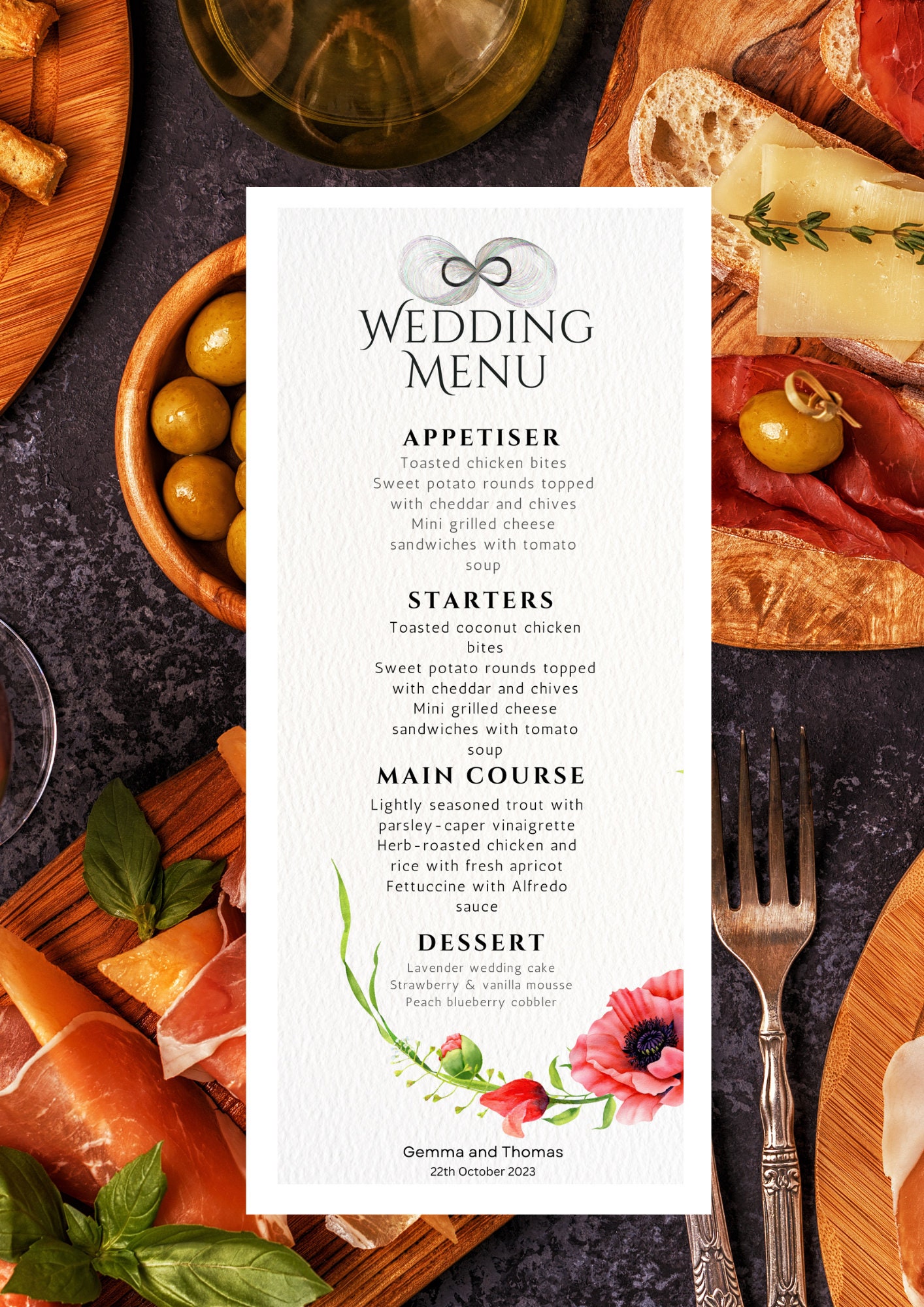 Wedding Menu , Editable Modern Wedding Menu , Wedding Digital Template ...
