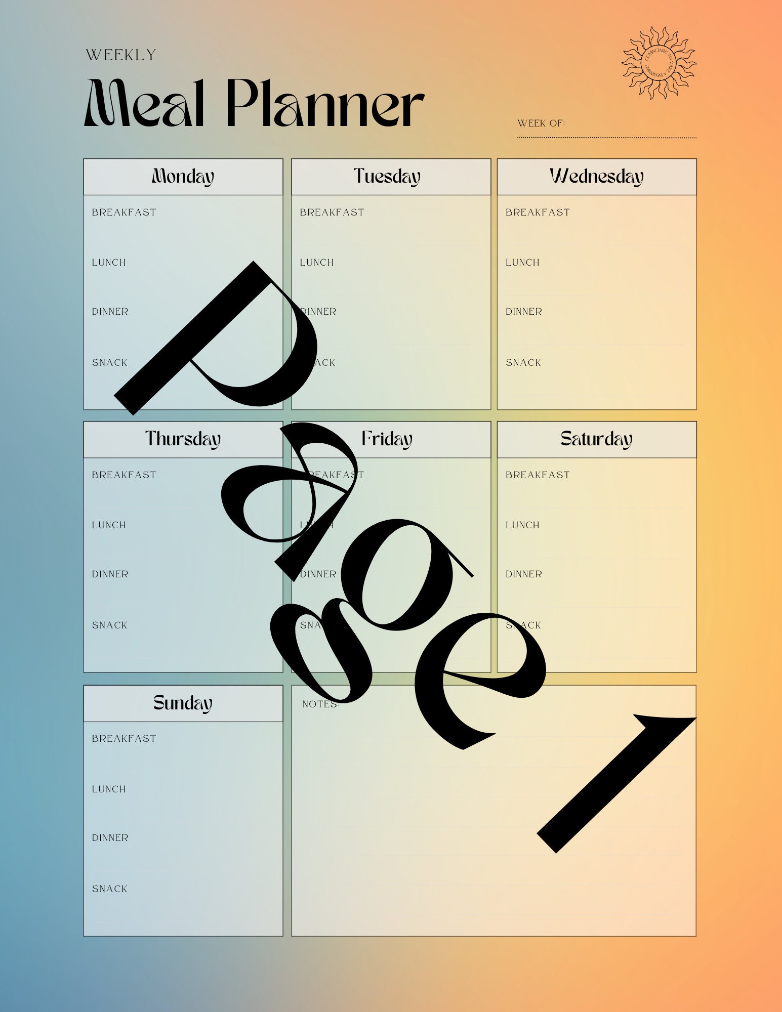 Meal Planner Weekly Meal Menu Planner DIY Recipe Planner Book Digital ...