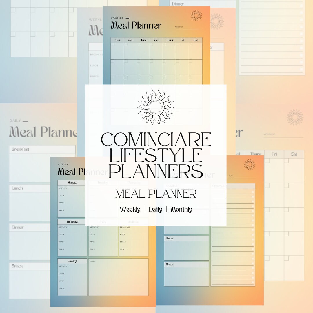 Meal Planner Weekly Meal Menu Planner DIY Recipe Planner Book Digital ...