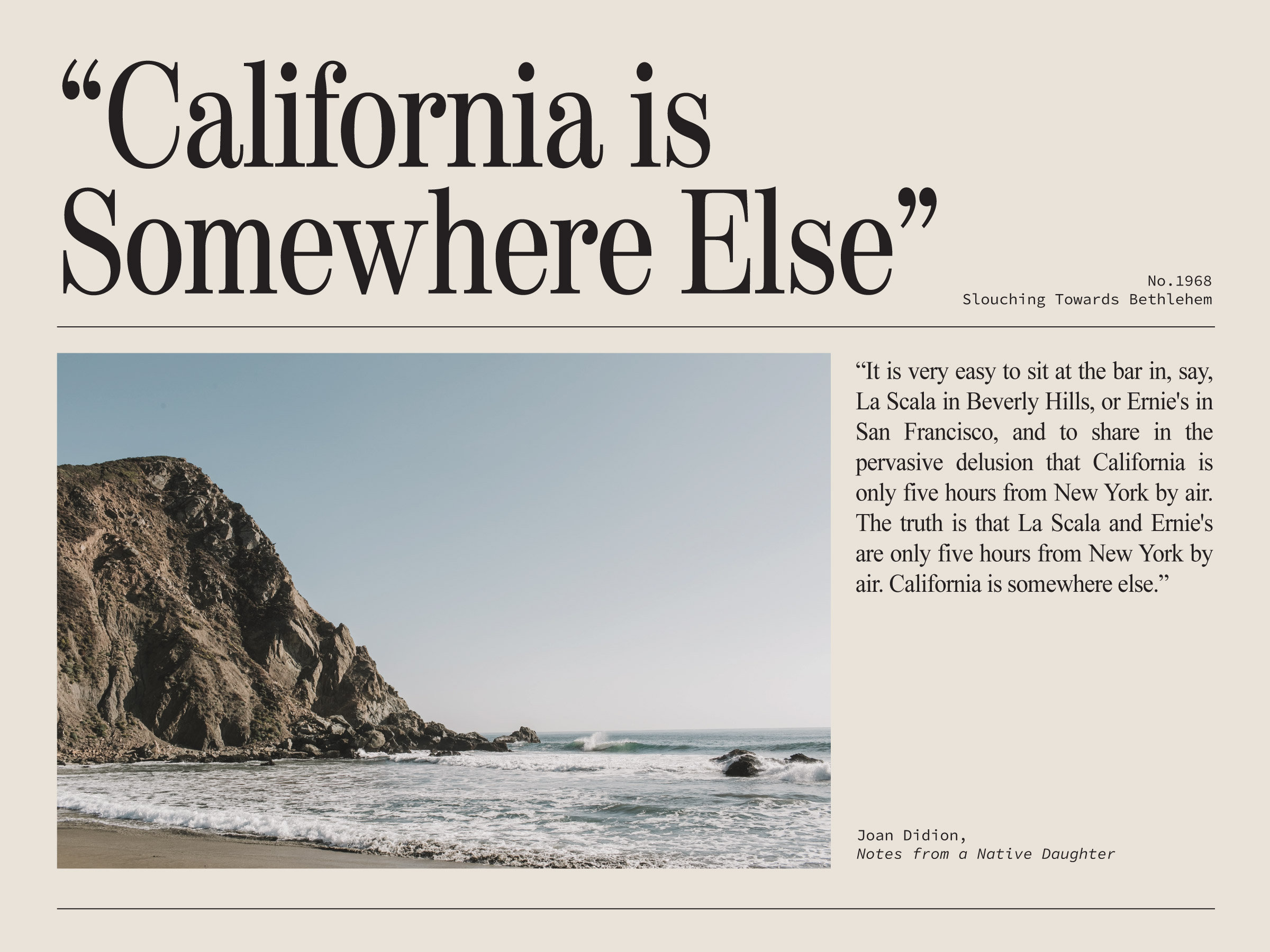 Joan Didion Poster Retro California Print Coastal California Poster - Etsy