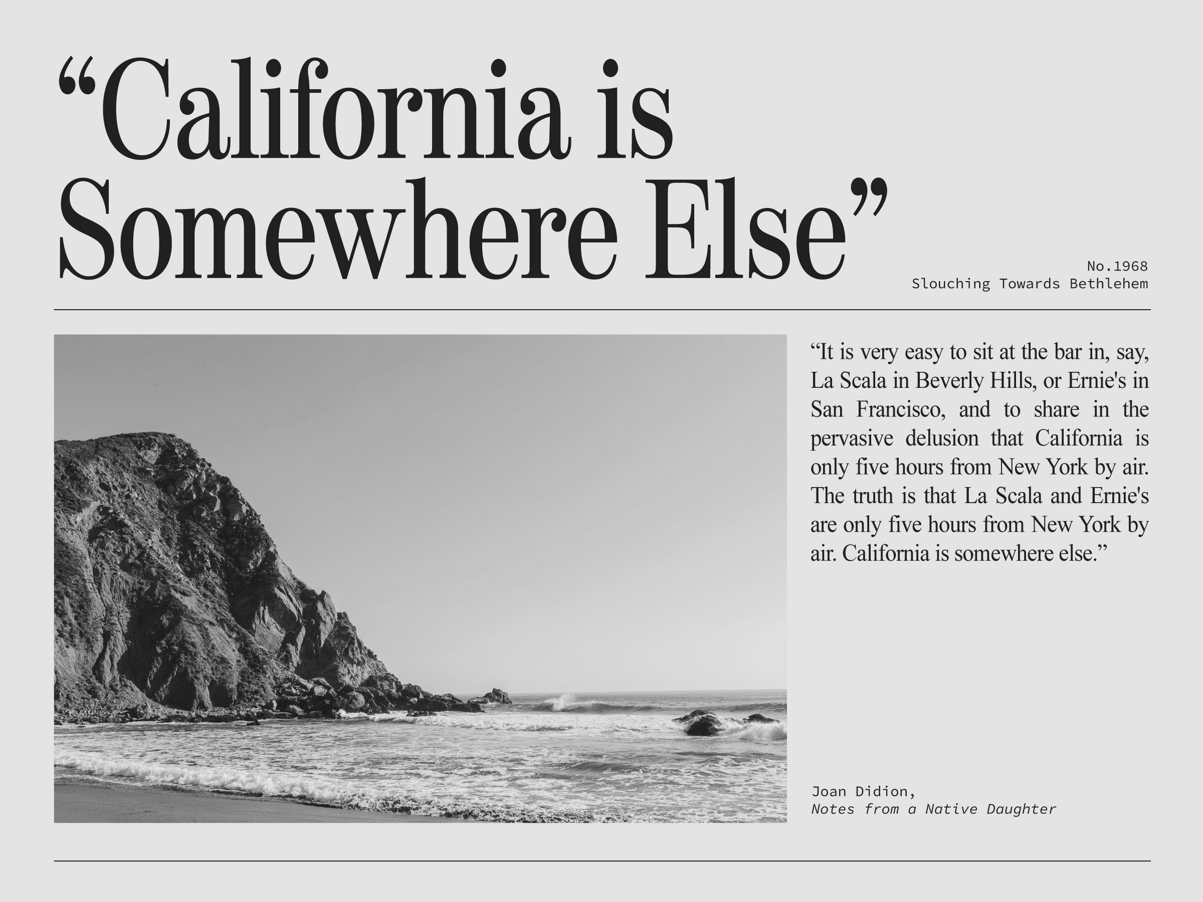 Joan Didion Poster Retro California Print Coastal California Poster ...