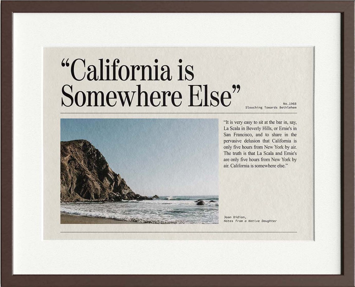 Joan Didion Poster Retro California Print Coastal California - Etsy