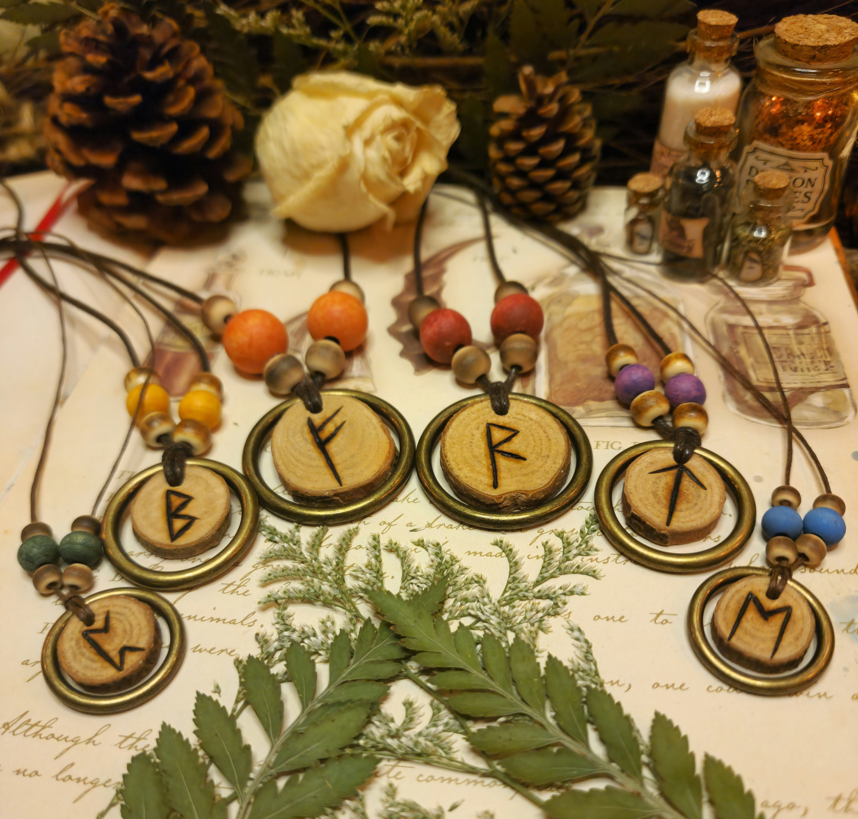 Custom Colored Ring Rune Pendant Necklace - Etsy