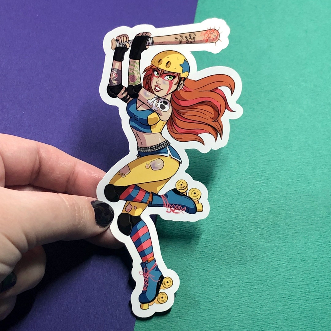 Roller Derby Pin-up Sticker Tattooed Skater Girl Decal Sexy Cute Pin-up ...