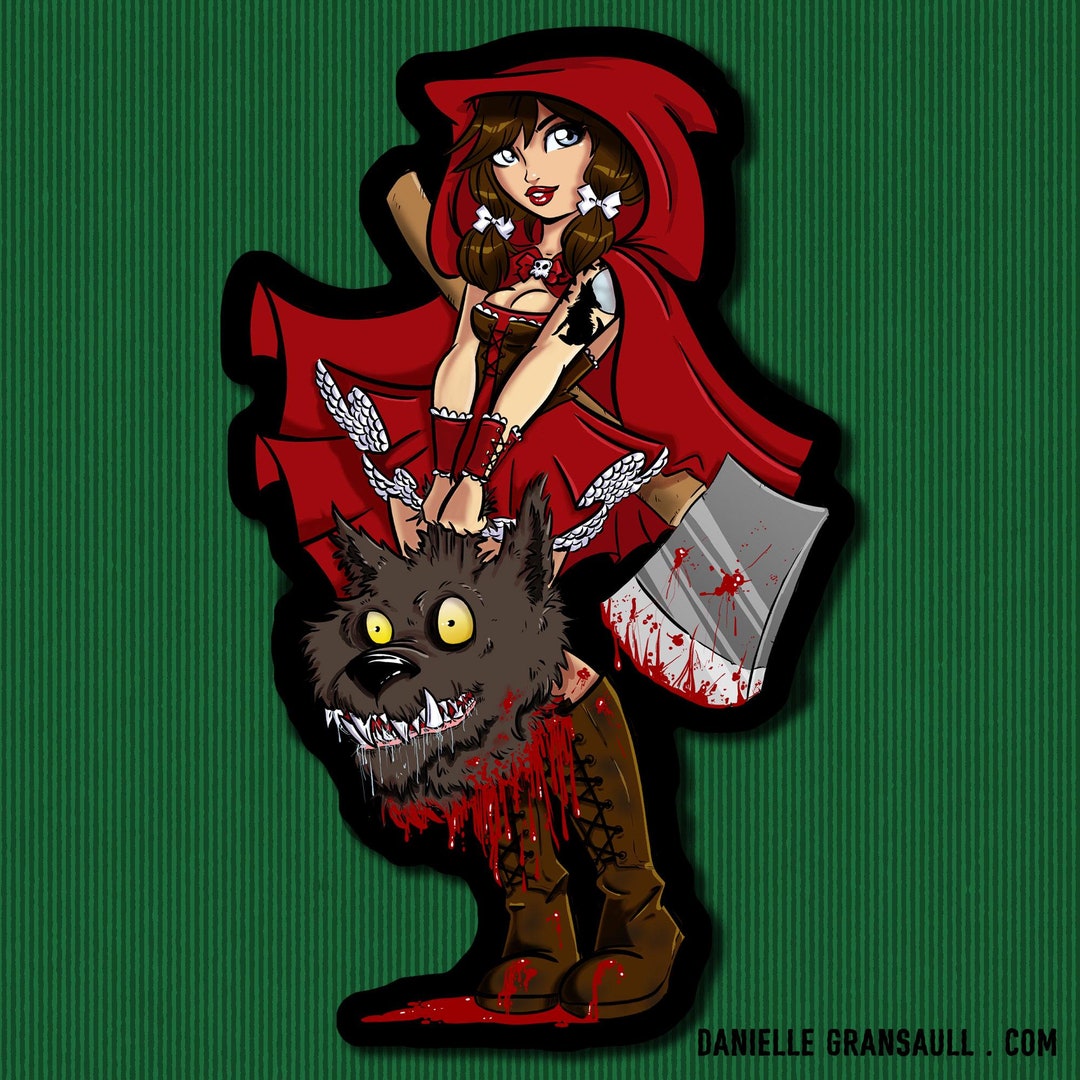 Red's Revenge Sticker | Twisted Fairytale Horror Art | Gothic Creepy ...