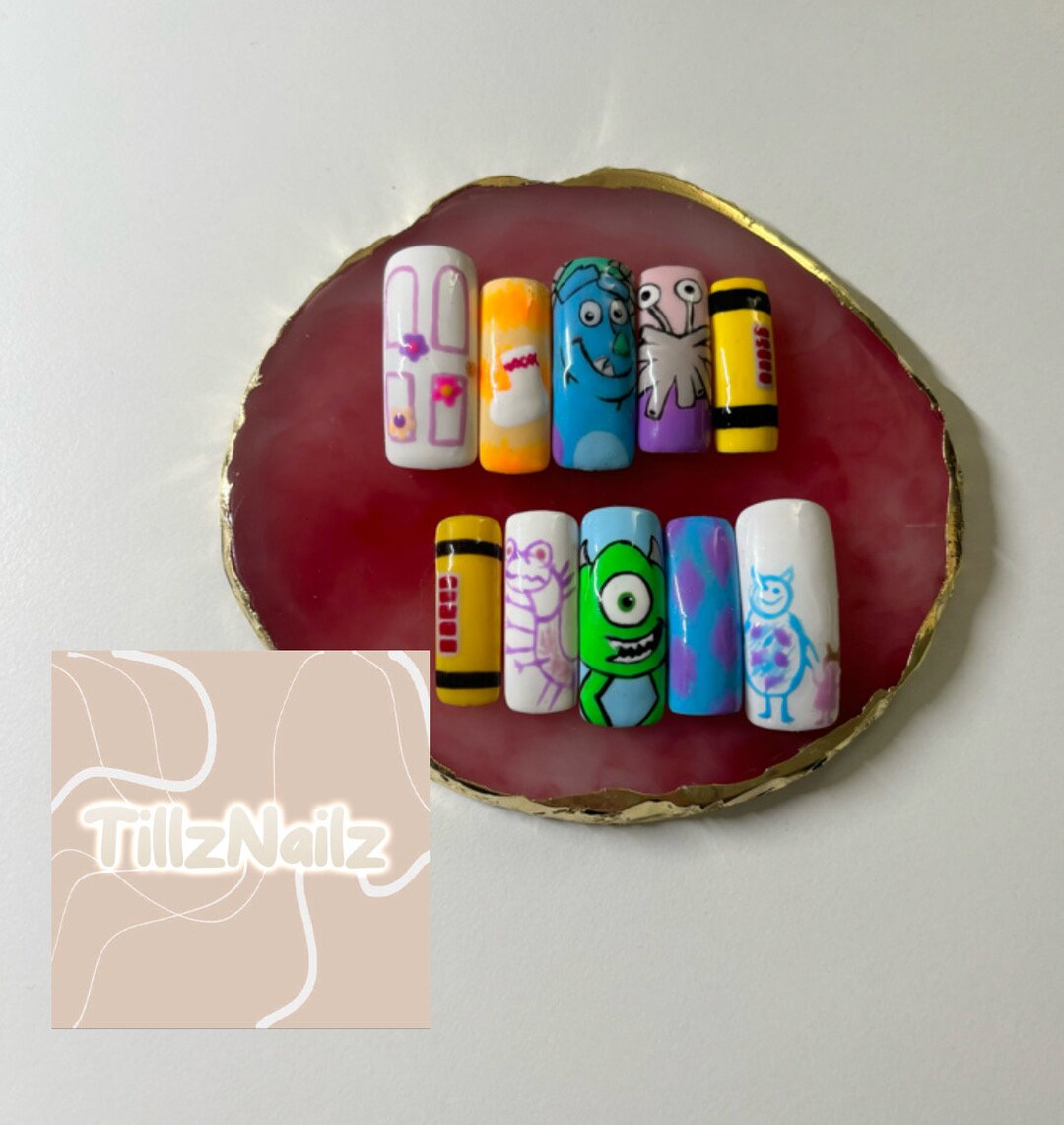 Monsters Inc. Press on Nails Hand Painted - Etsy