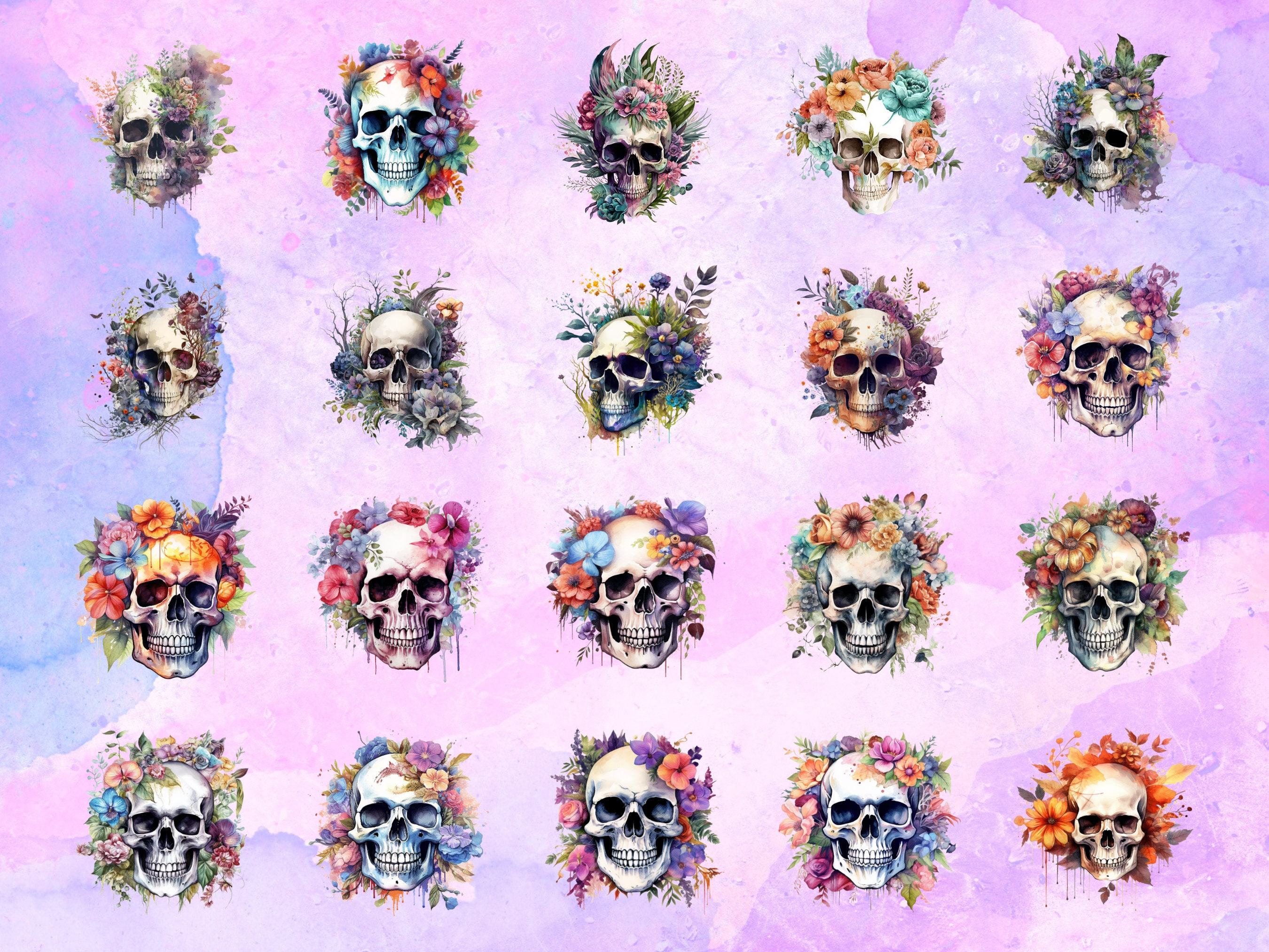 20 Beautiful Floral Skulls for All Types of Personal & Commercial ...