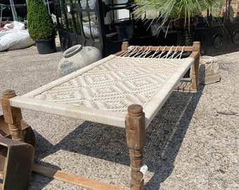 FRN-02: Handmade Beechwood Cotton Rope Indian Charpoy Cot Traditional ...