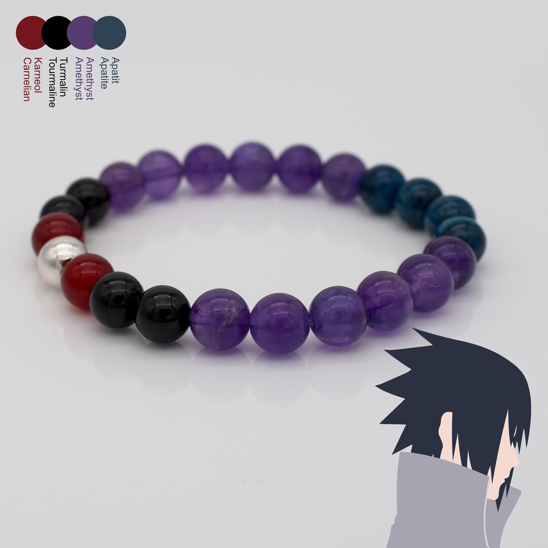 Sasuke Uchiha Gemstone Bracelet (8 Mm) - Amethyst, Tourmaline ...