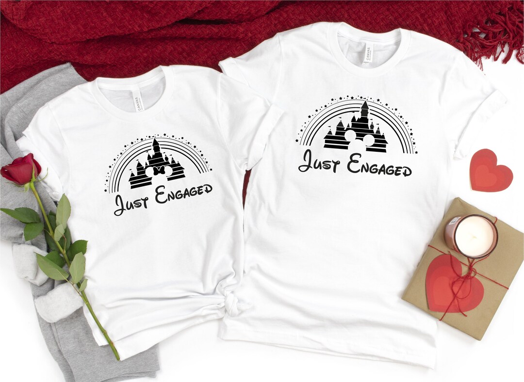 Just Engaged Castle Shirts, Disney Ears Engagement Tee, 2023 Engaged ...