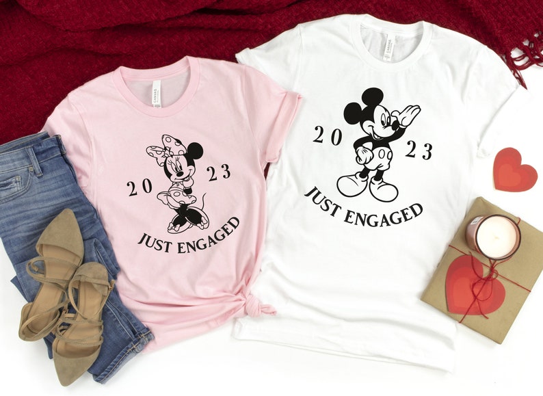 Just Engaged Disney Shirts Mickey Minnie Tee 2023 Engaged - Etsy