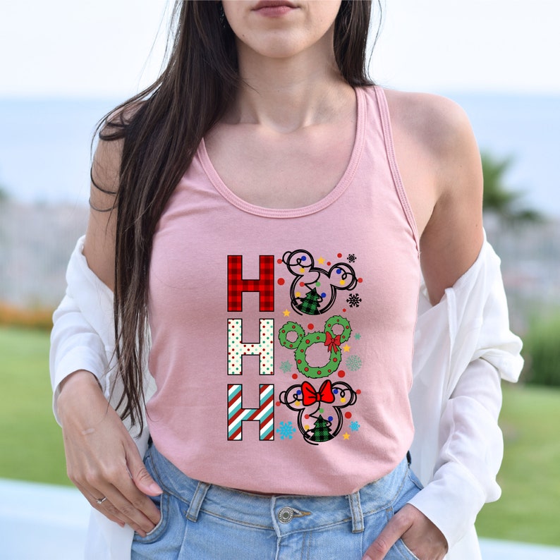 Disney Christmas Racerback, Disney Ears Tank, Christmas Women's Tops ...