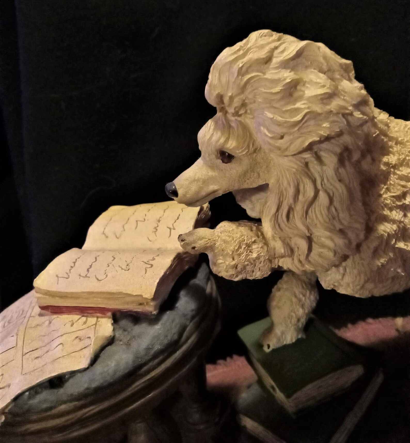Rare Vintage Poodle Reading Figurine Plaster Ceramic Whimsical - Etsy