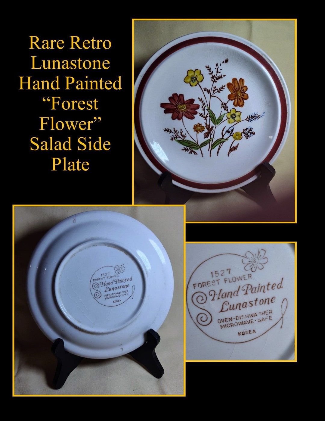 Forest Flower Lunastone Salad, Desert, Side Plate Design #1527 ...