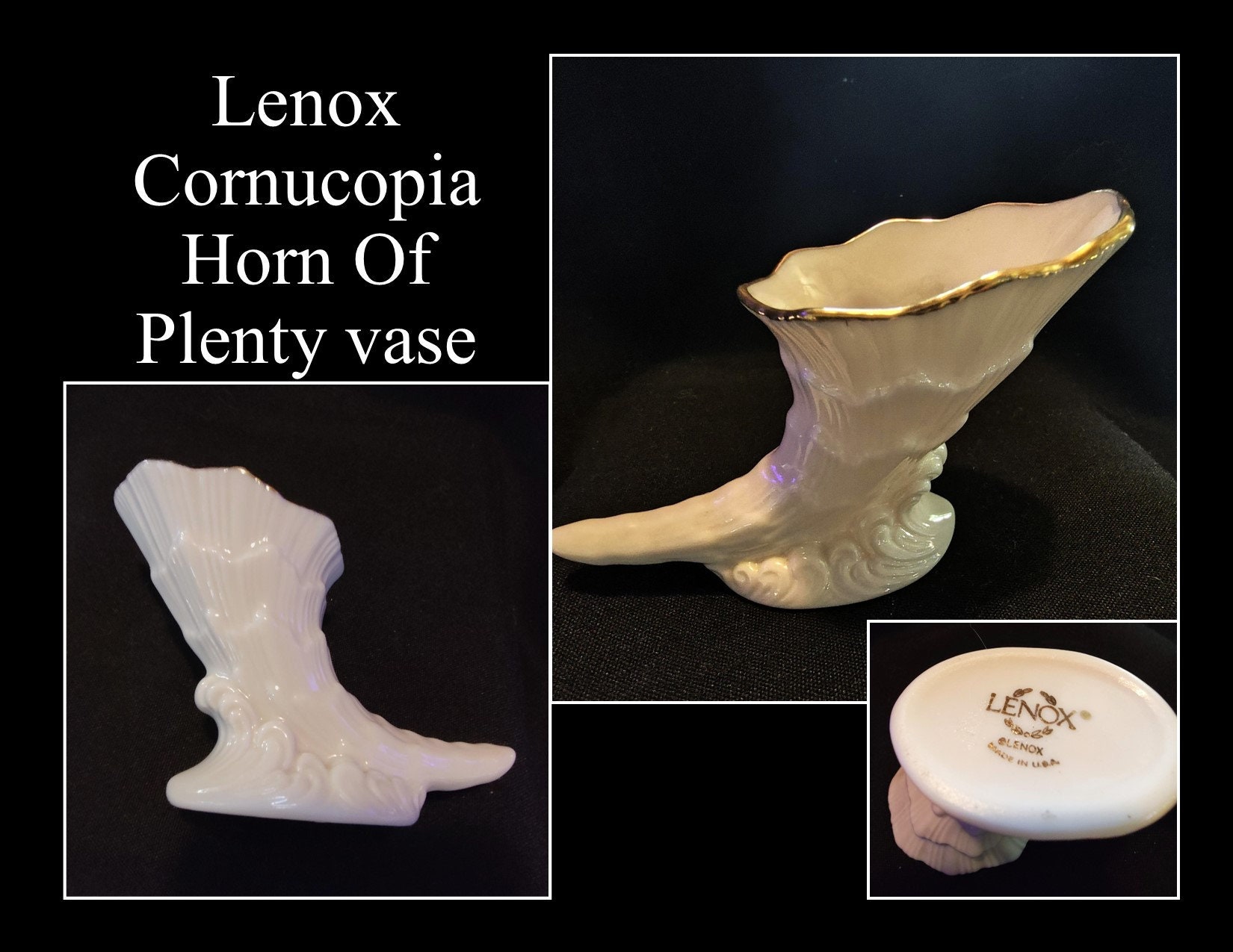 Lenox Cornucopia Horn of Plenty Single Bud Vase, Toothpick Holder ...