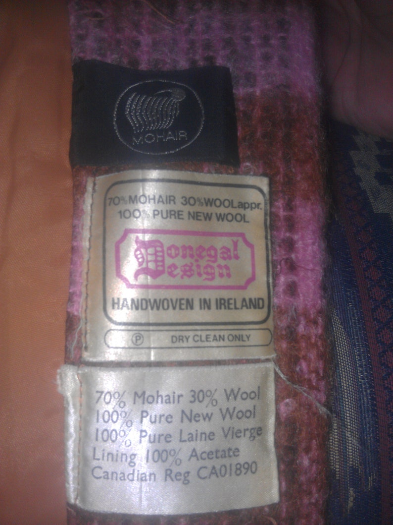 1970's-hand Woven by Donegal Design. 100% Wool Cape Coat Pink & Gray ...