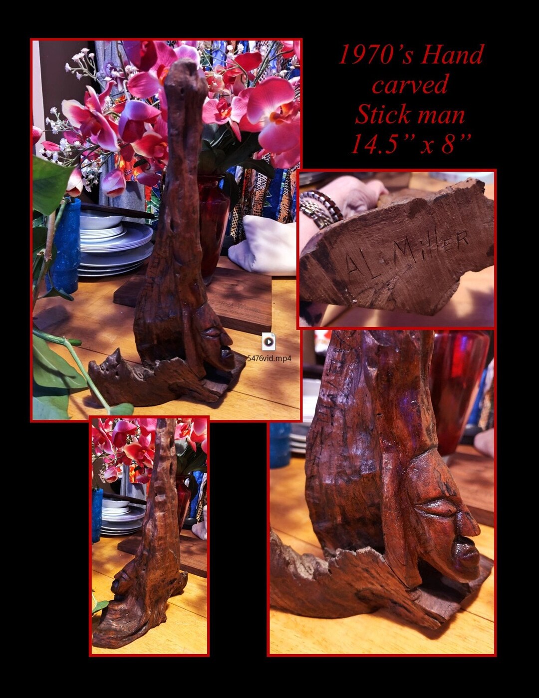 Original 1970's Hand Carved Stick Man. - Etsy