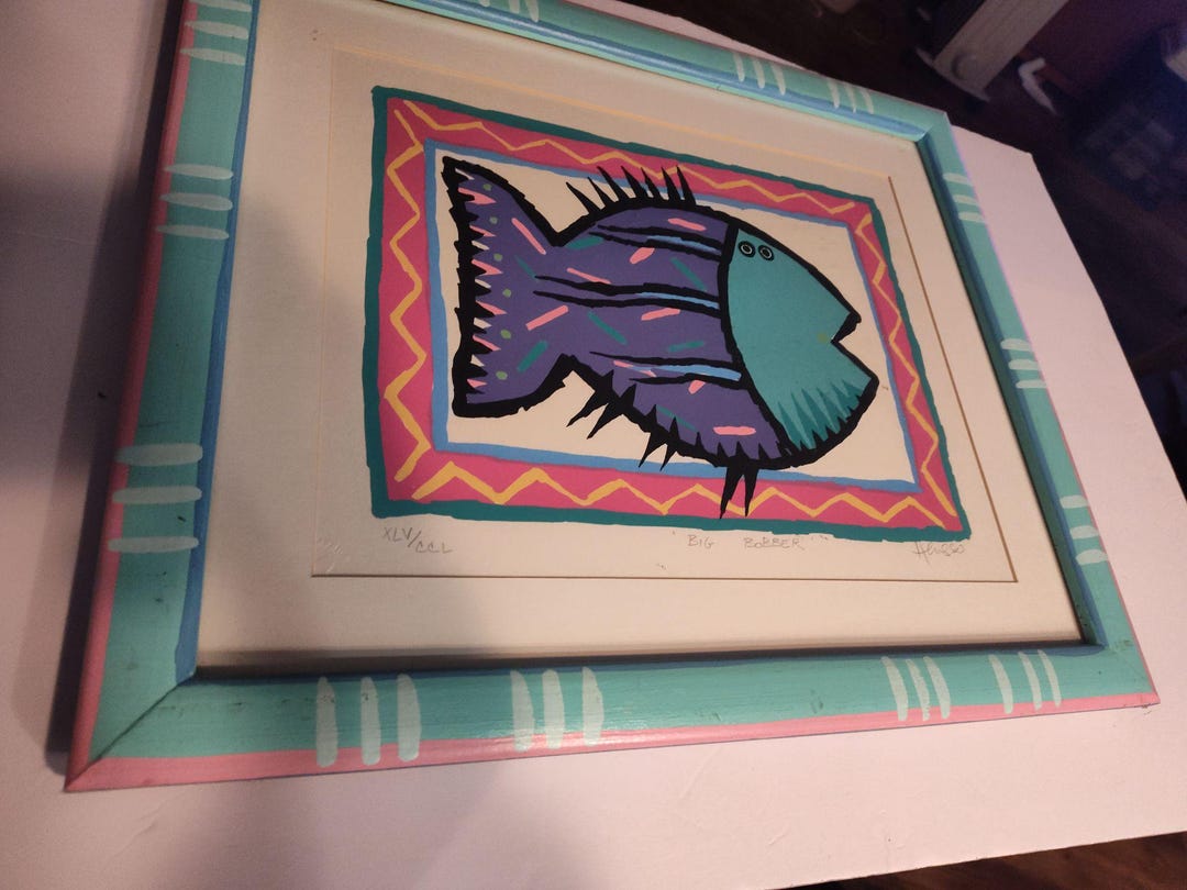 Heusso Serigraph: Big Bobber Signed Art Deco Framed Print - Etsy