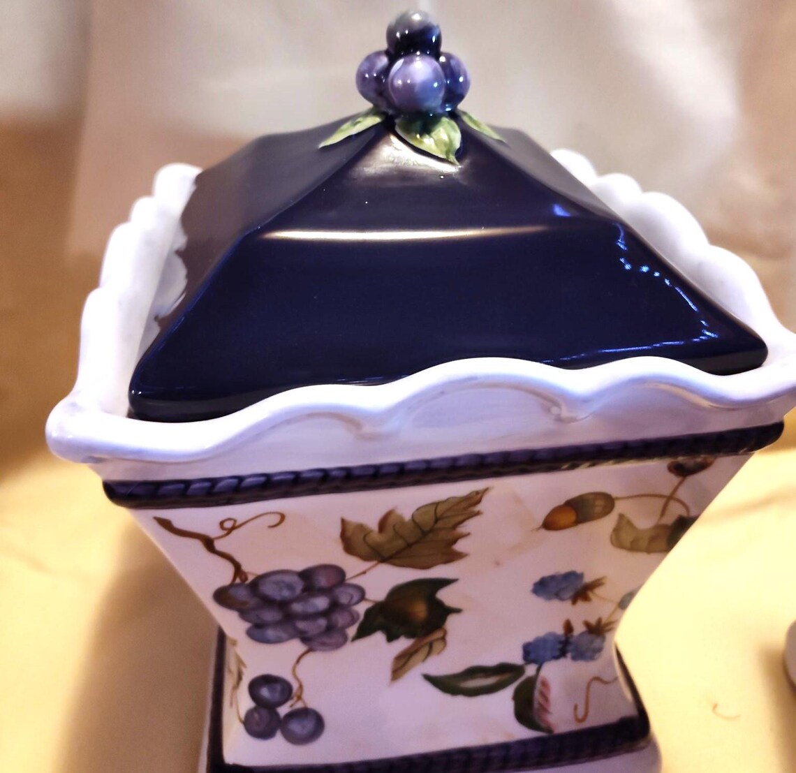 Vintage Capriware Hand Painted Canisters Ceramic Set of 3, Purple Grape ...