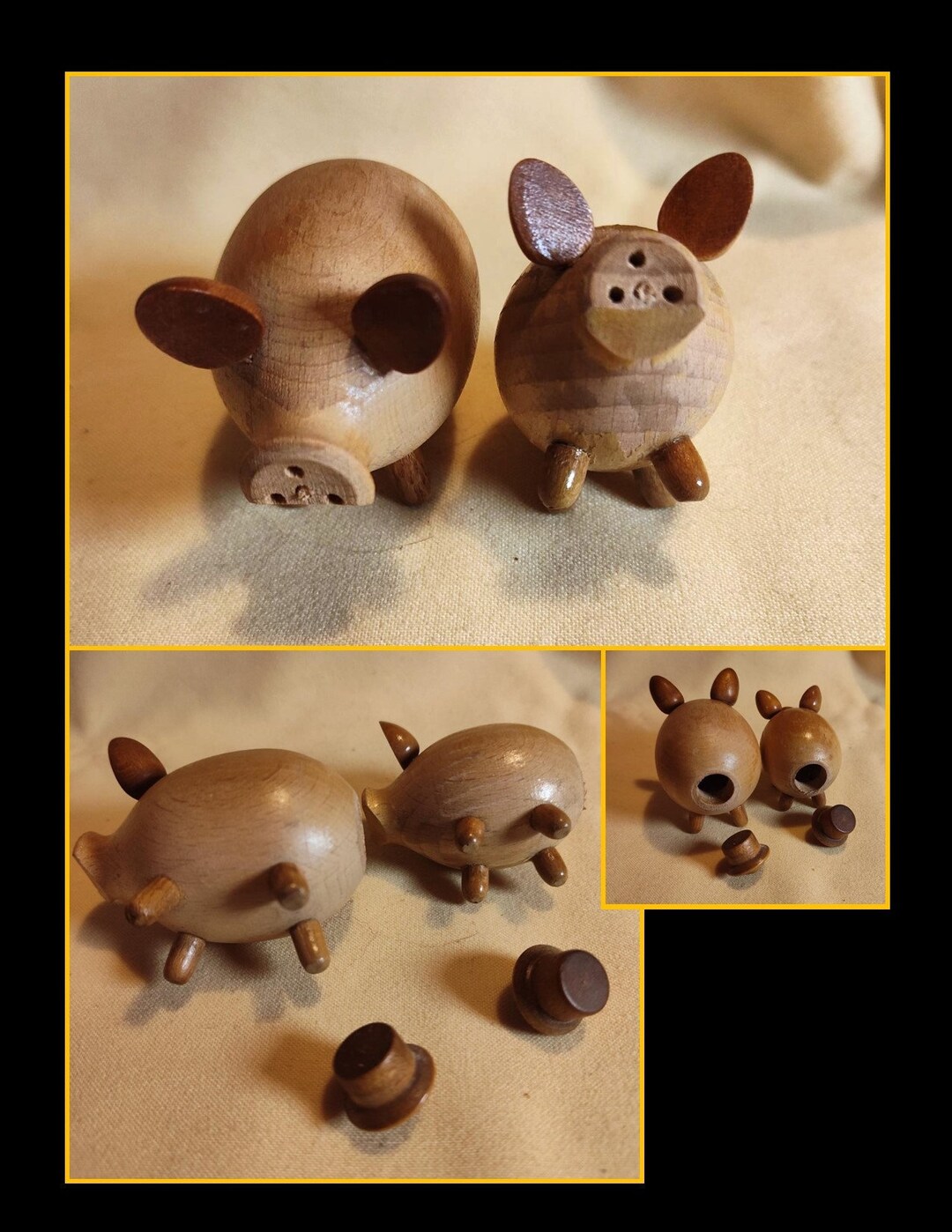 Cute Wooden Pig Salt and Pepper Shakers. Ships Free - Etsy