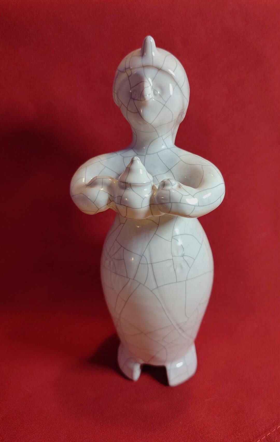 Rare Vintage Oriental Ceramic Crackle Glaze Human Figurine. SHIPS FREE ...