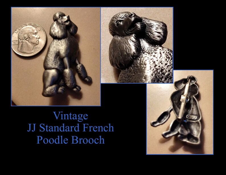 Rare JJ French Standard Poodle Pewter Brooch/pin. Ships Free - Etsy