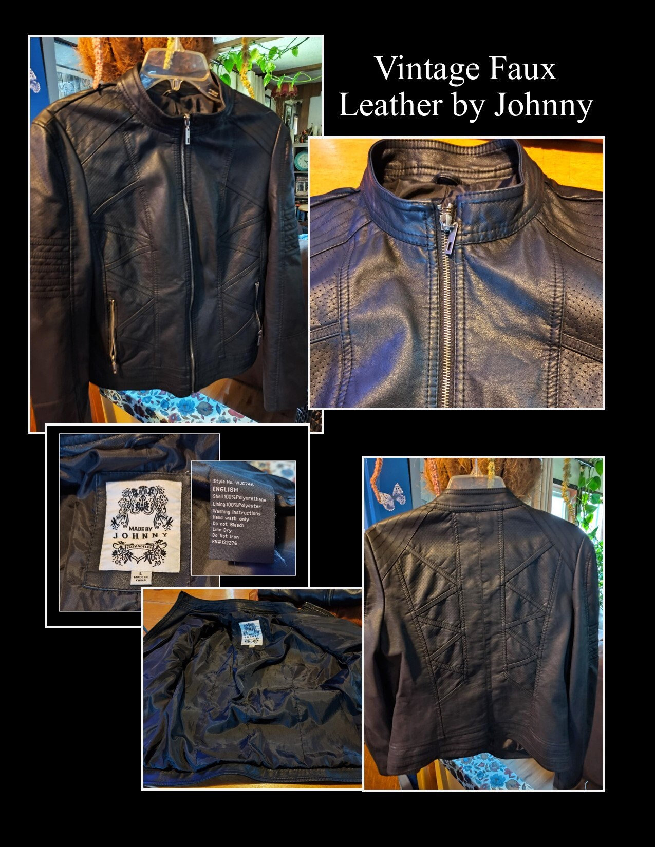 Vintage EUC Johnny Faux Leather Jacket. Women's Size L. Ships Free - Etsy