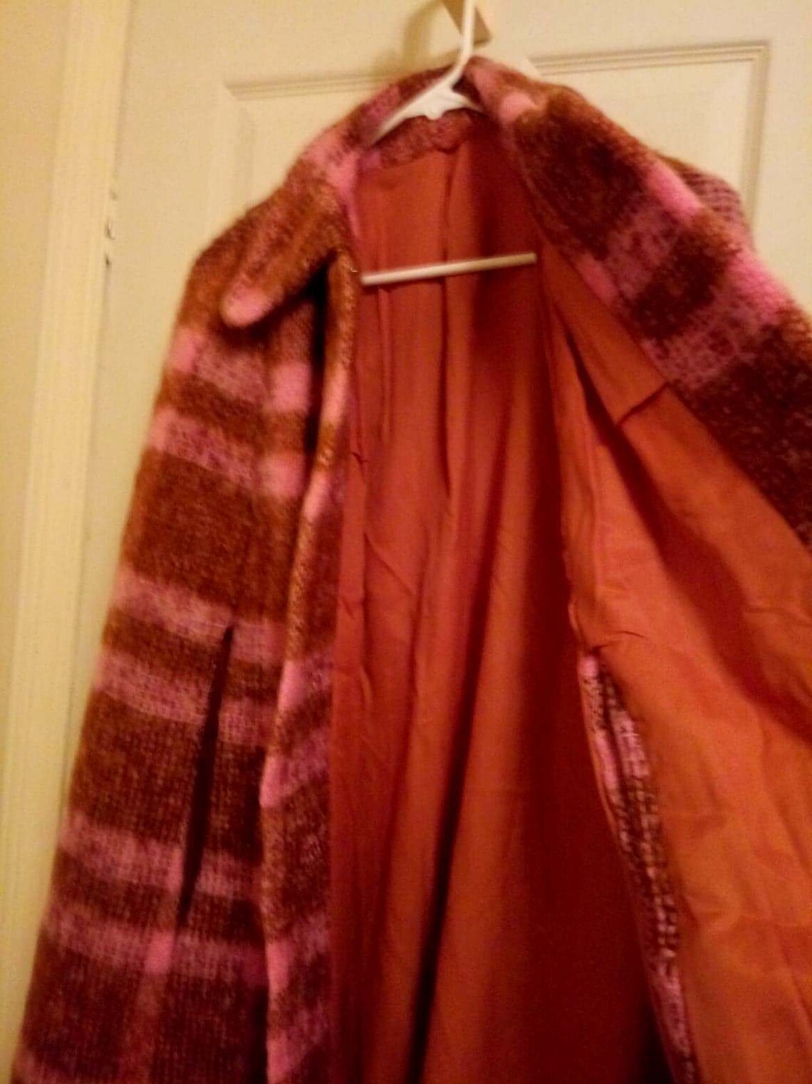 1970's-hand Woven by Donegal Design. 100% Wool Cape Coat Pink & Gray ...