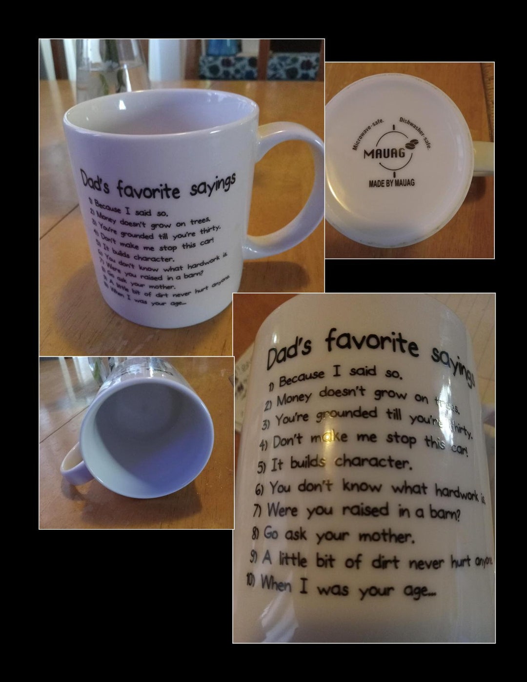 MAUAG Funny Dads Favorite Sayings Coffee Mug, Funny Dadisms Written in ...