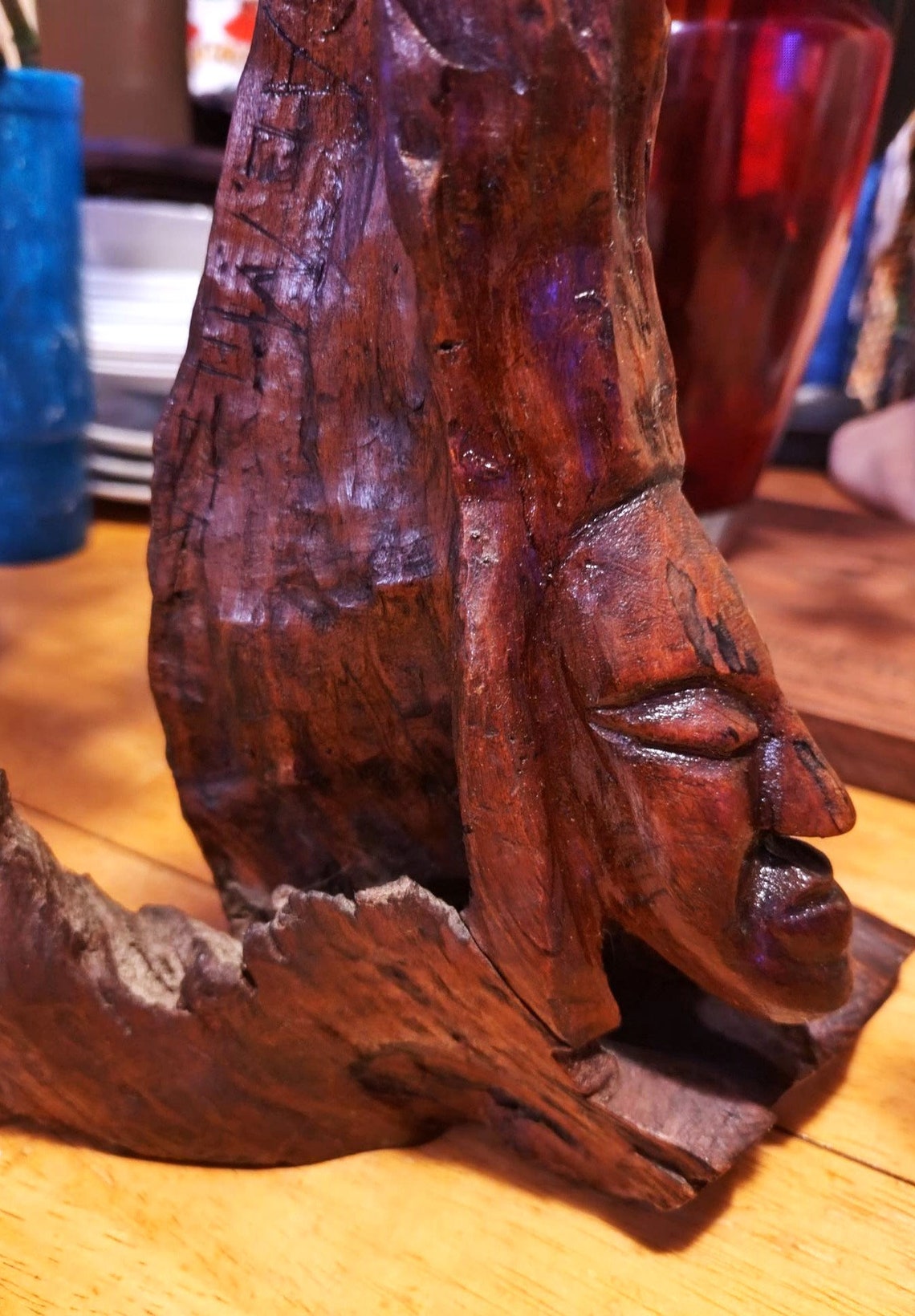 Original 1970's Hand Carved Stick Man. SHIPS FREE - Etsy