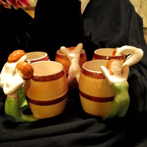 Set of 5 Vintage Risqué Ceramic Beer Barrel Mug. - Etsy