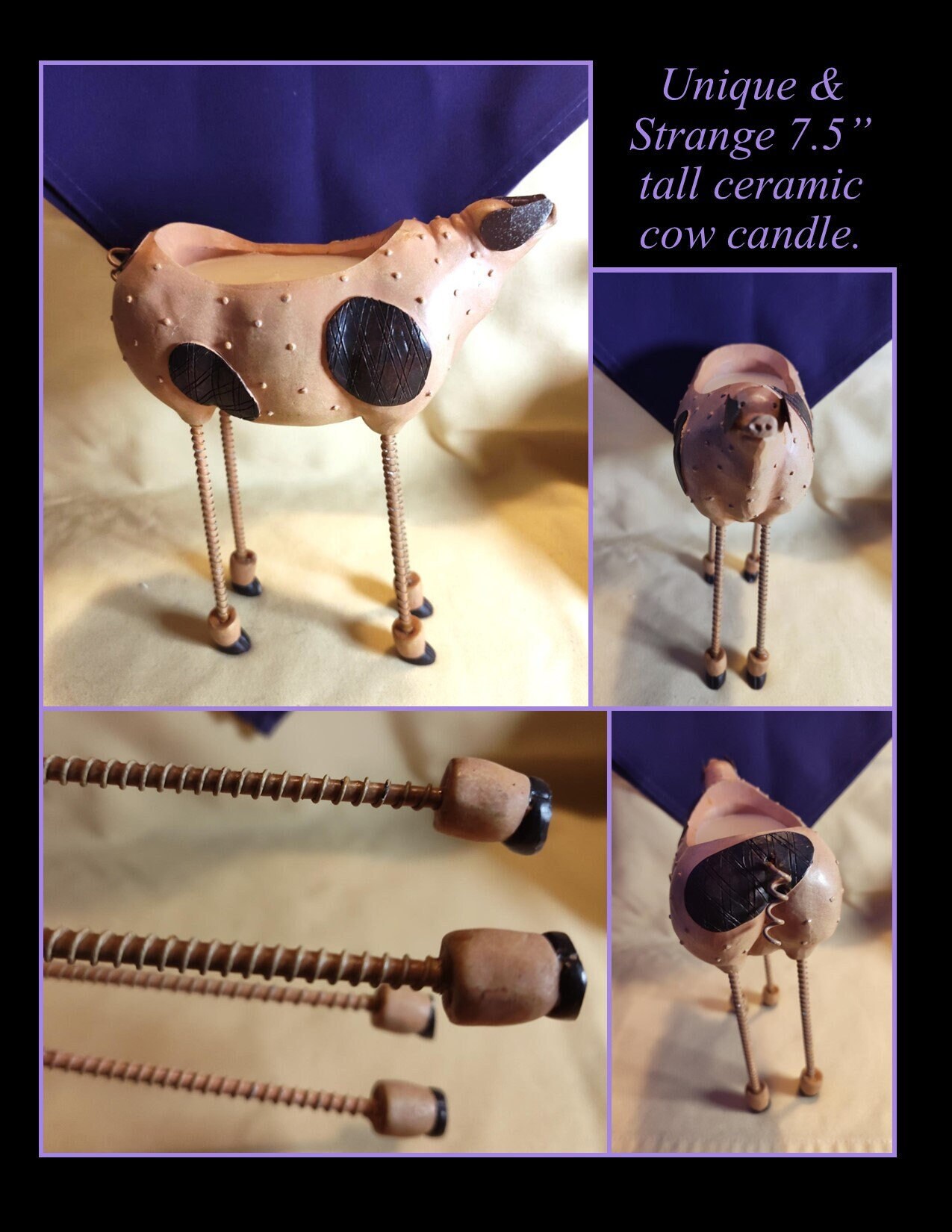 Unique Handmade Tall Legged Cow Candle. SHIPS FREE - Etsy
