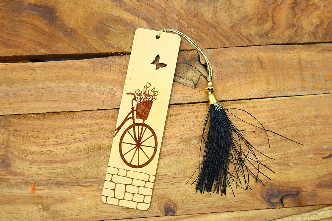 Bicycle Design Wooden Bookmark || Bookmark With Custom Message || Gift ...