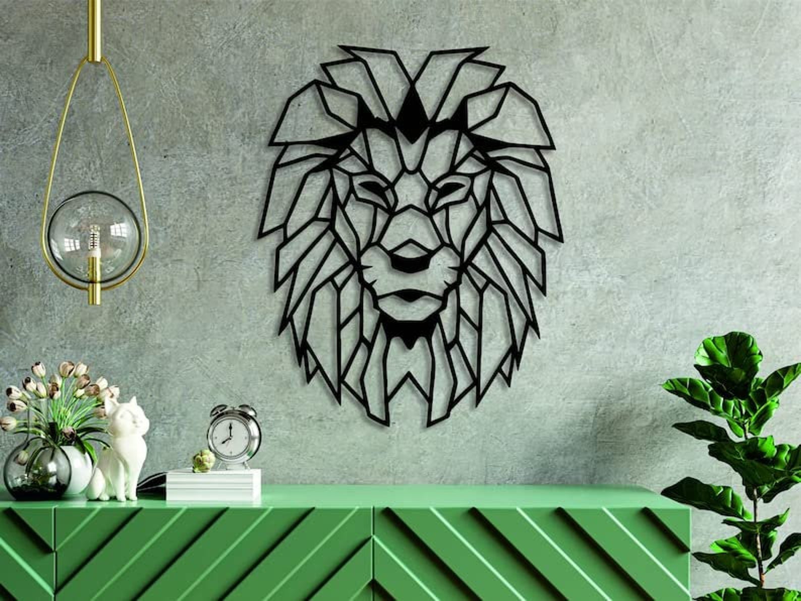 Style Works Lion Face Wooden Wall Hanging for Home & Office Decorations ...