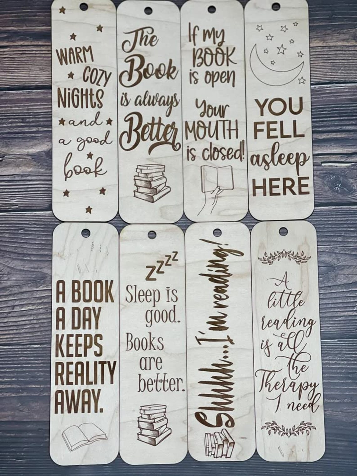 Wooden Bookmarks Set of 8 Bookmark With Custom Messages/optional ...