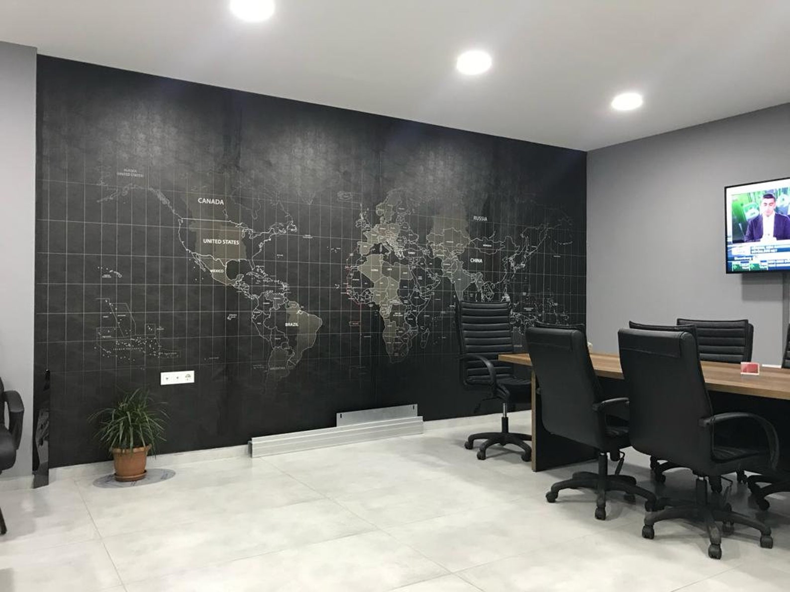 Black Modern World Map, World Map Wall Decal, World Map Wallpaper ...