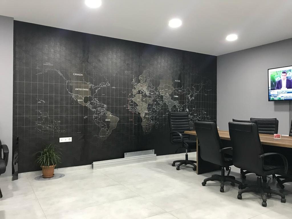 Black Modern World Map, World Map Wall Decal, World Map Wallpaper ...