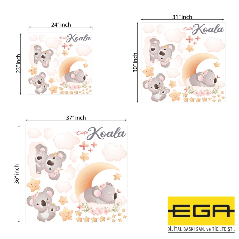 Koala Decal, Sleeping Koala Decal, Forest Animals Wall Decals, Nursery ...